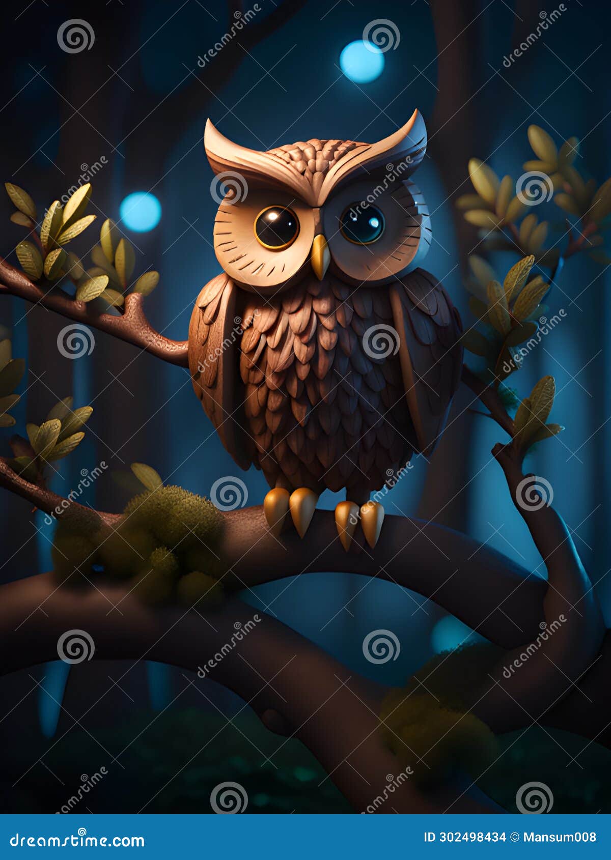 Illustration of a Owl with a Tree Stock Illustration - Illustration of ...