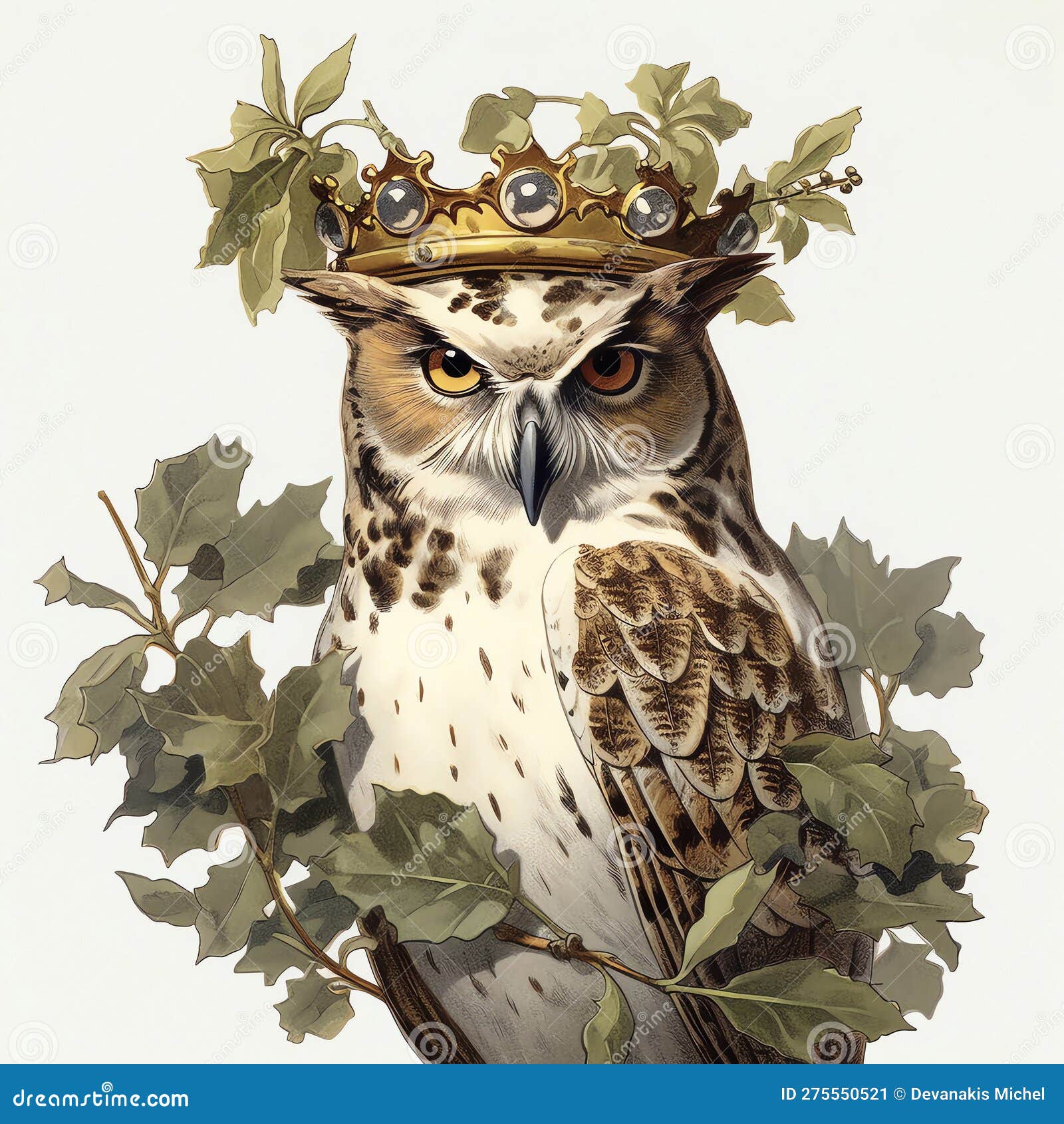 Illustration of an Owl Wearing a Crown Stock Illustration ...