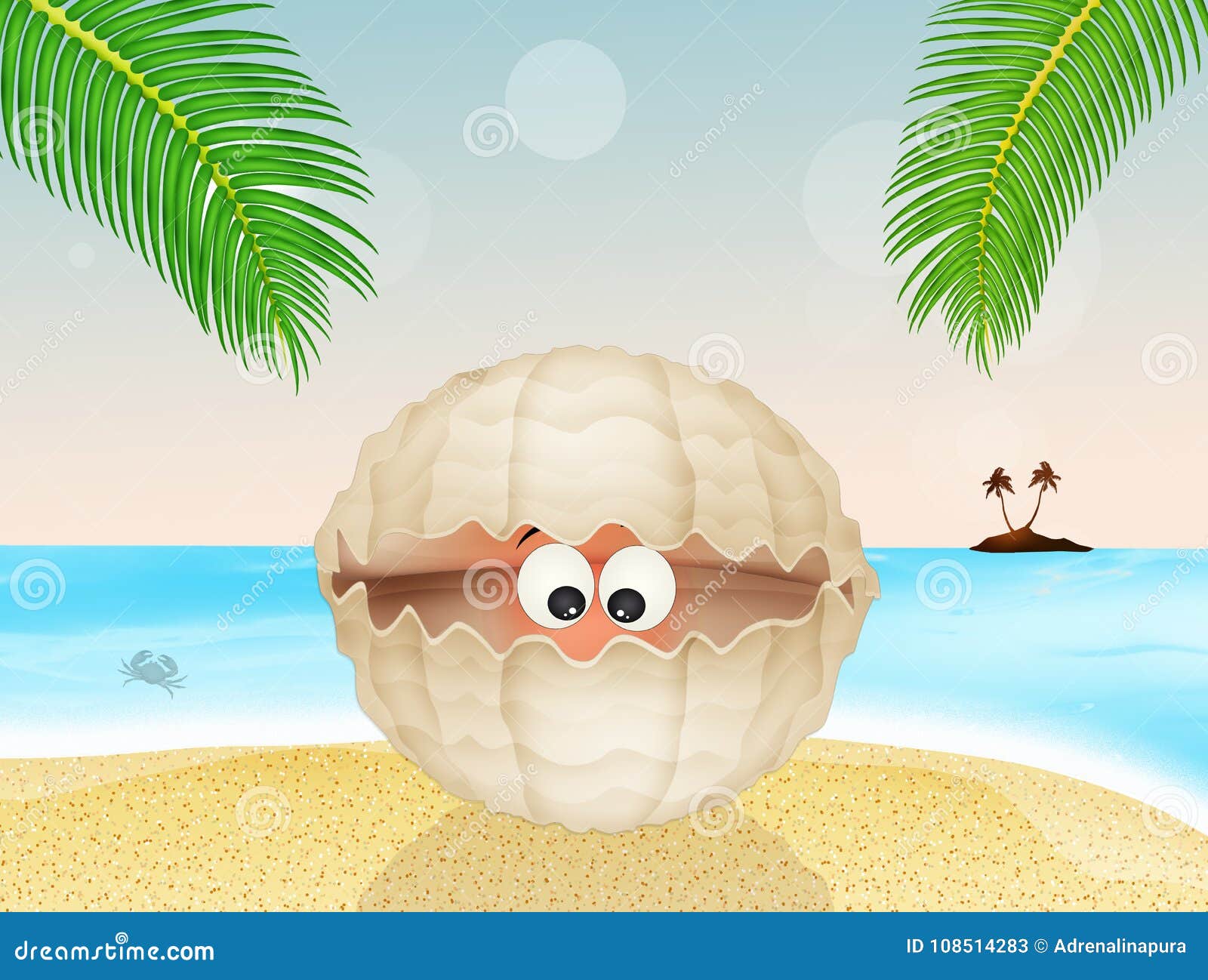 Oyster in the Shell on the Beach Stock Illustration - Illustration of ...