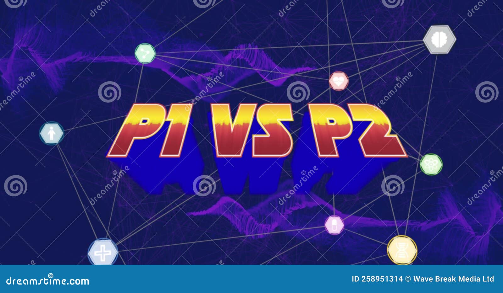 Illustration of P1 Vs P2 Text and Hexagon Connected with Lines Over ...