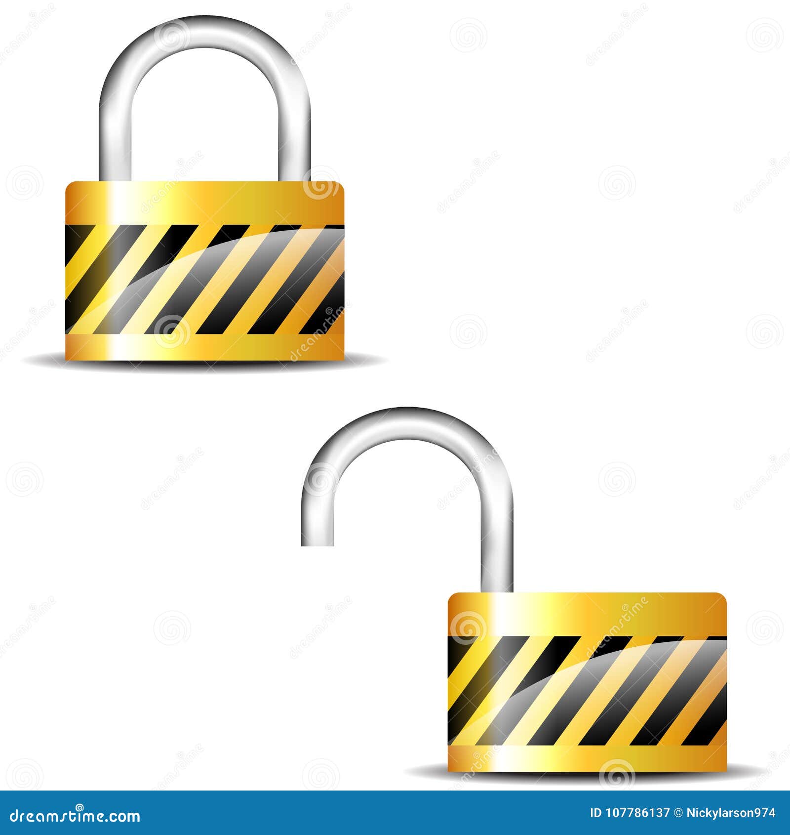 Padlock Close and Padlock Open Stock Vector - Illustration of close ...