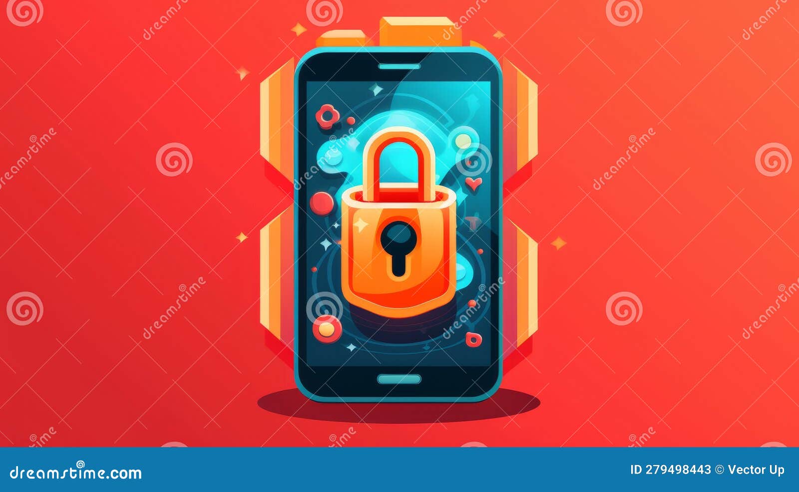 Illustration of Padlock on Mobile Screen Data Security. Generative AI ...