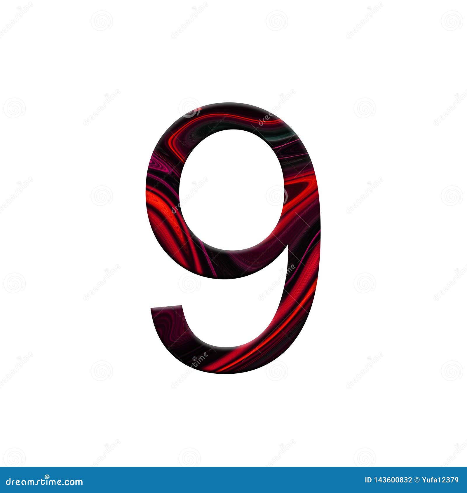 Illustration Painted Red ,cyberpunk Color , Elements Design, Number 9 ...