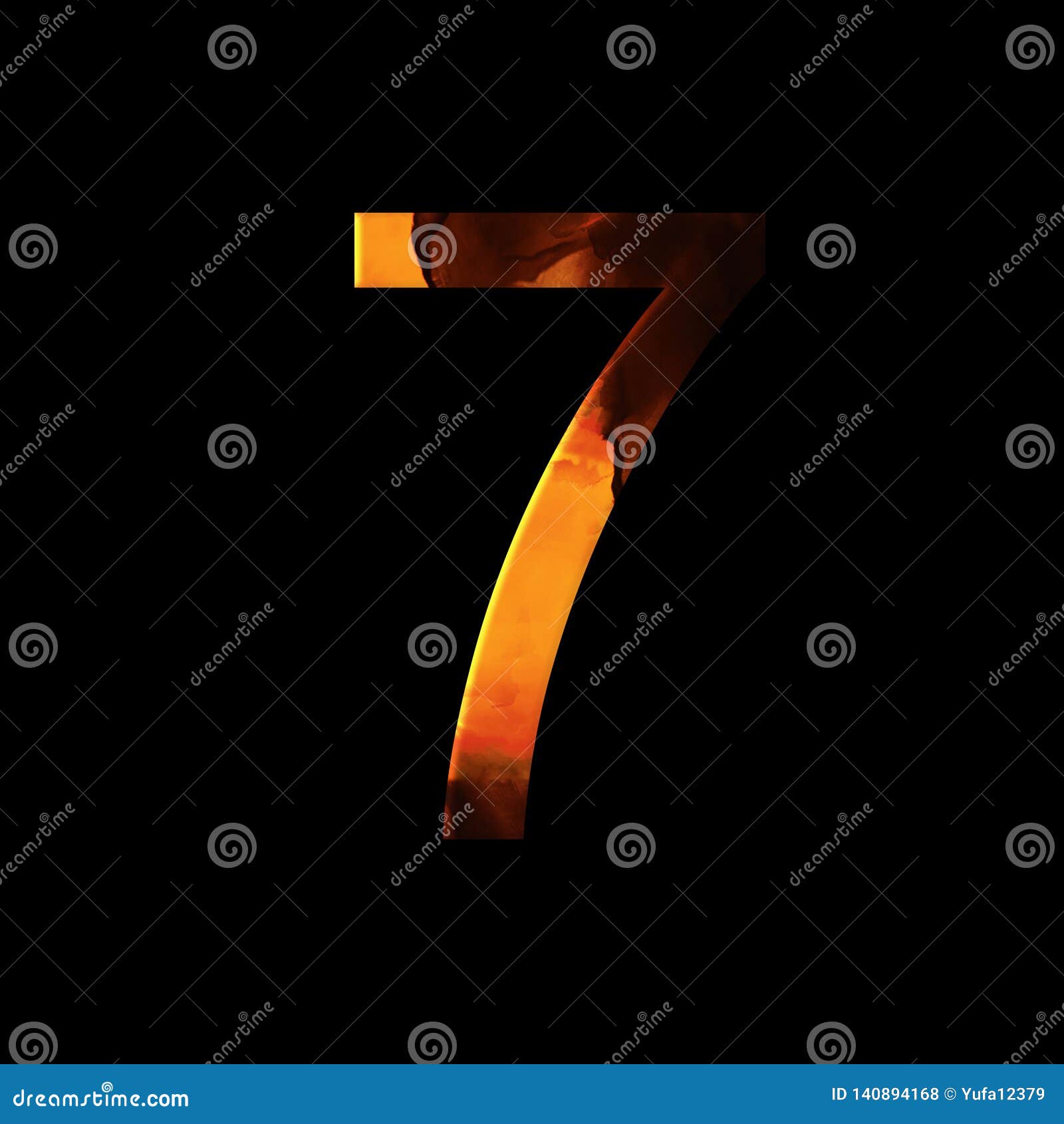 Illustration Painted Watercolor, Elements Design, Number 7 Stock ...