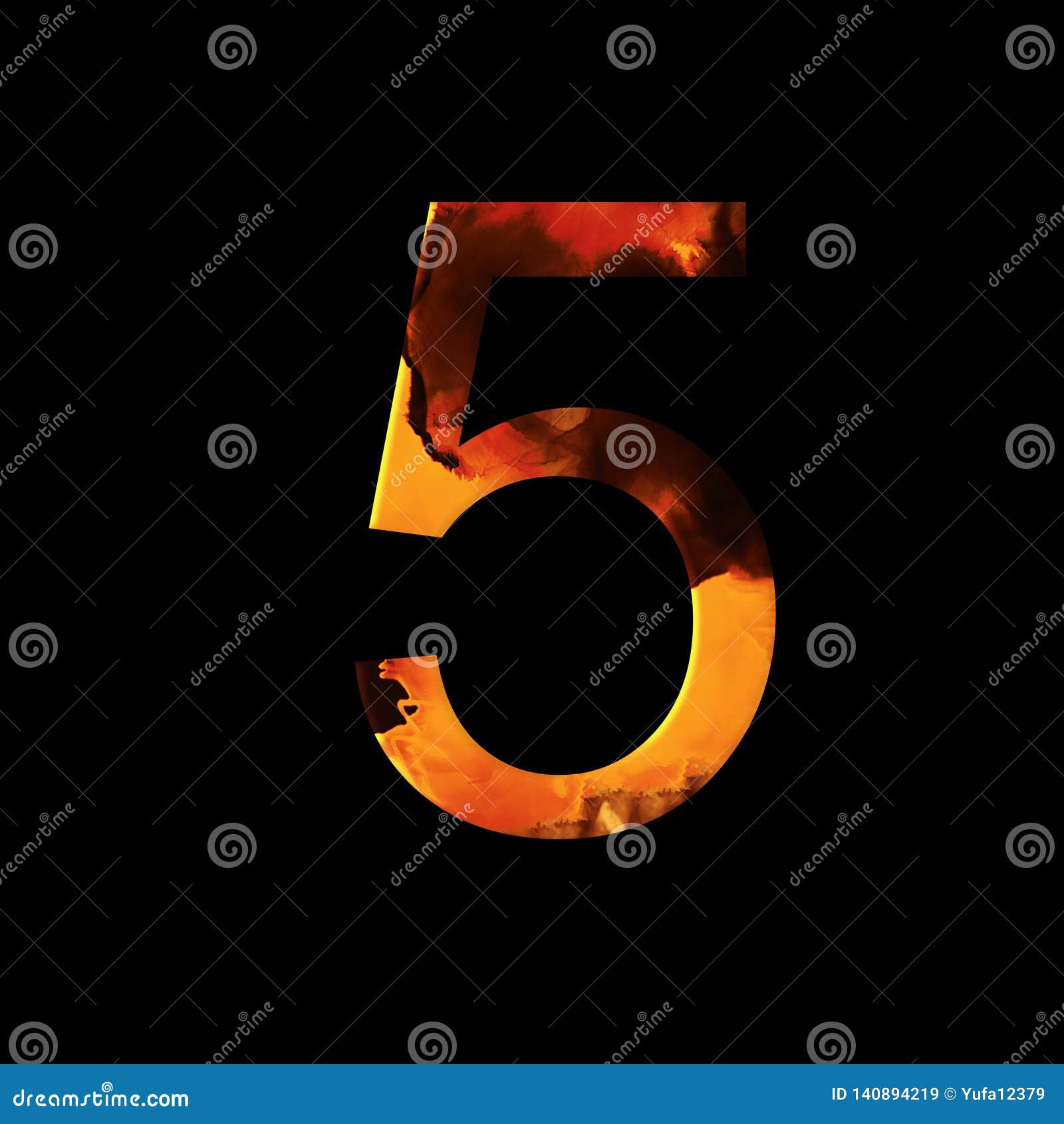 Illustration Painted Watercolor, Elements Design, Number 5 Stock ...