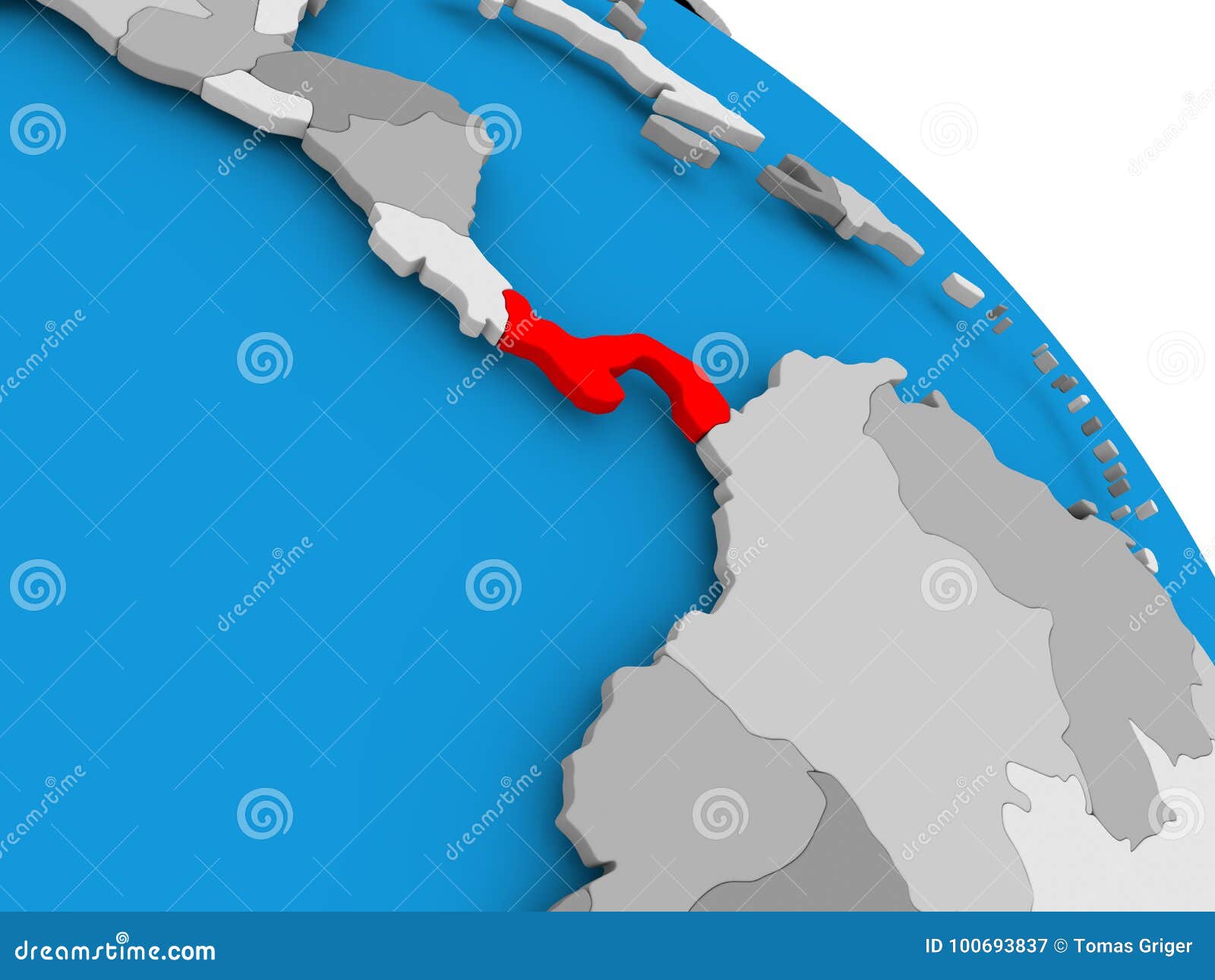 Panama in red on map stock illustration. Illustration of panamanian ...