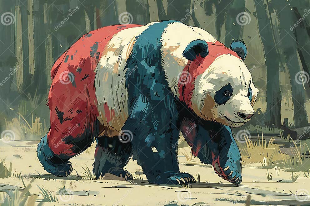 Panda in the Forest, Vector Illustration of a Pandas Stock Illustration ...