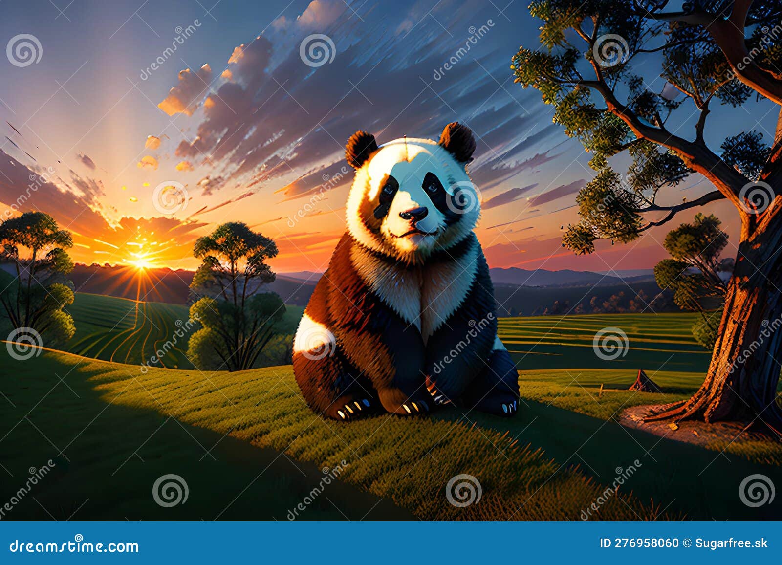 Illustration of Panda in Natural Environment Stock Illustration ...
