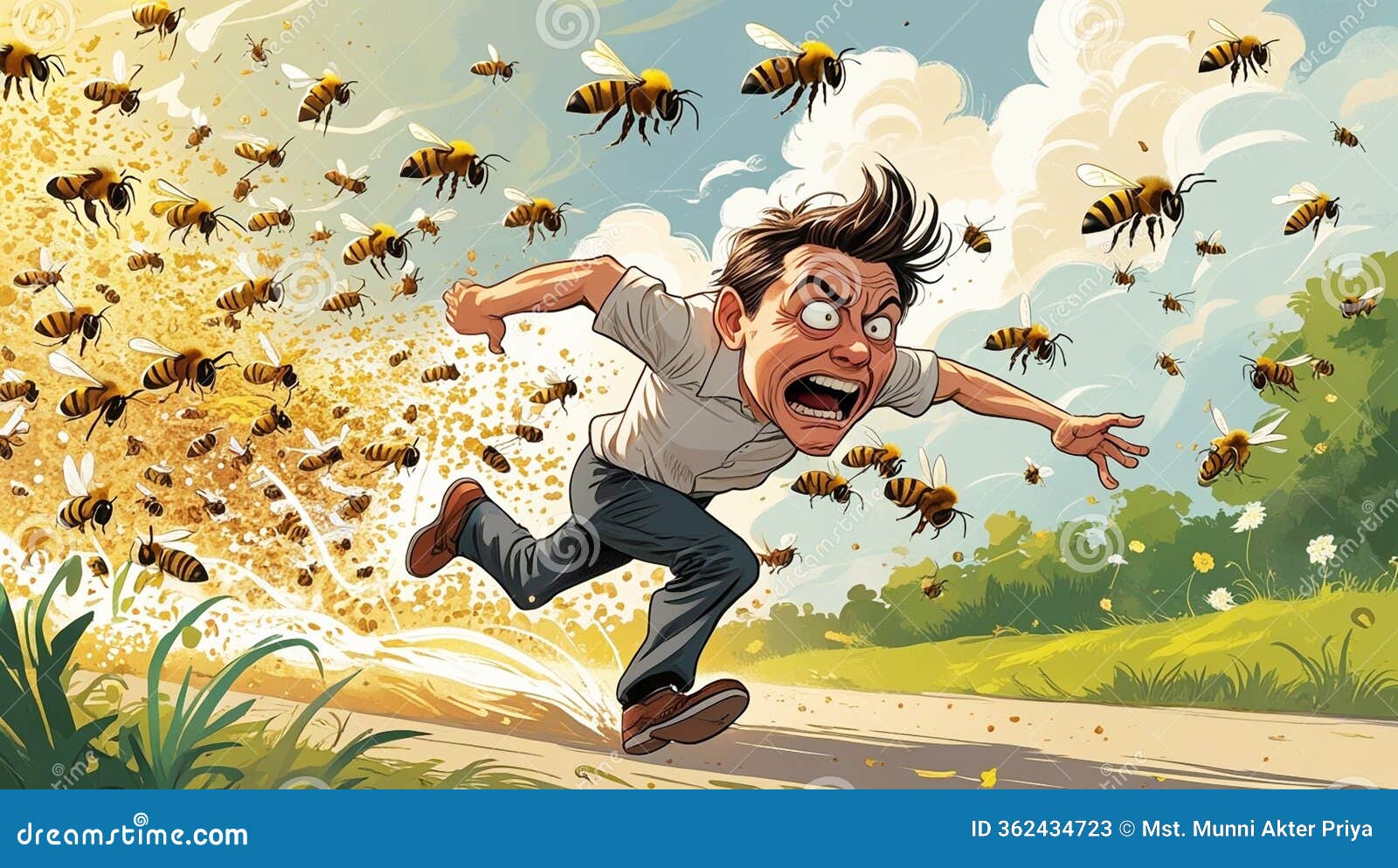 Panicked Man Running, Worried Or Scared Nervous Person, Human Emotions ...