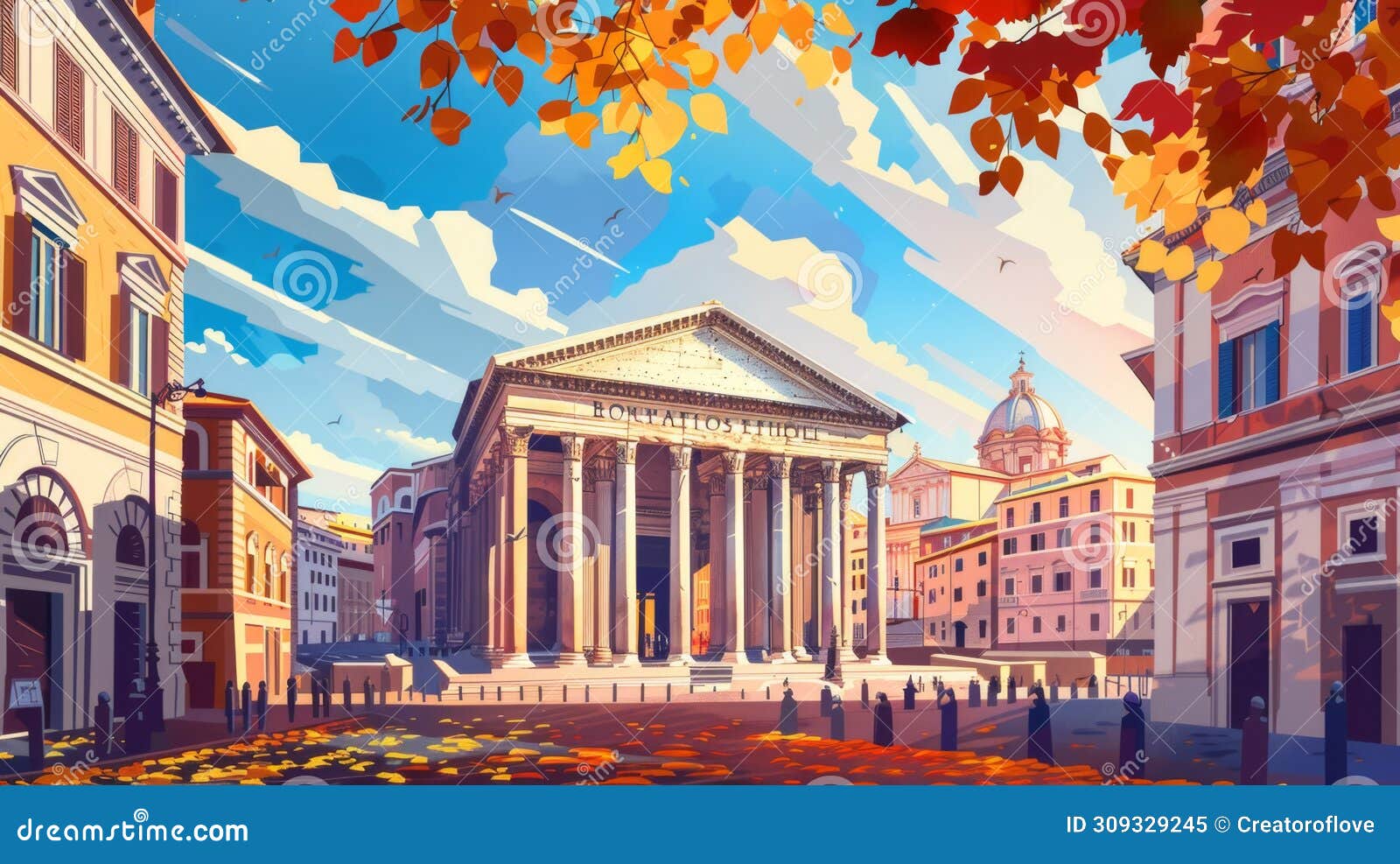 Illustration of Pantheon in Rome Stock Illustration - Illustration of ...
