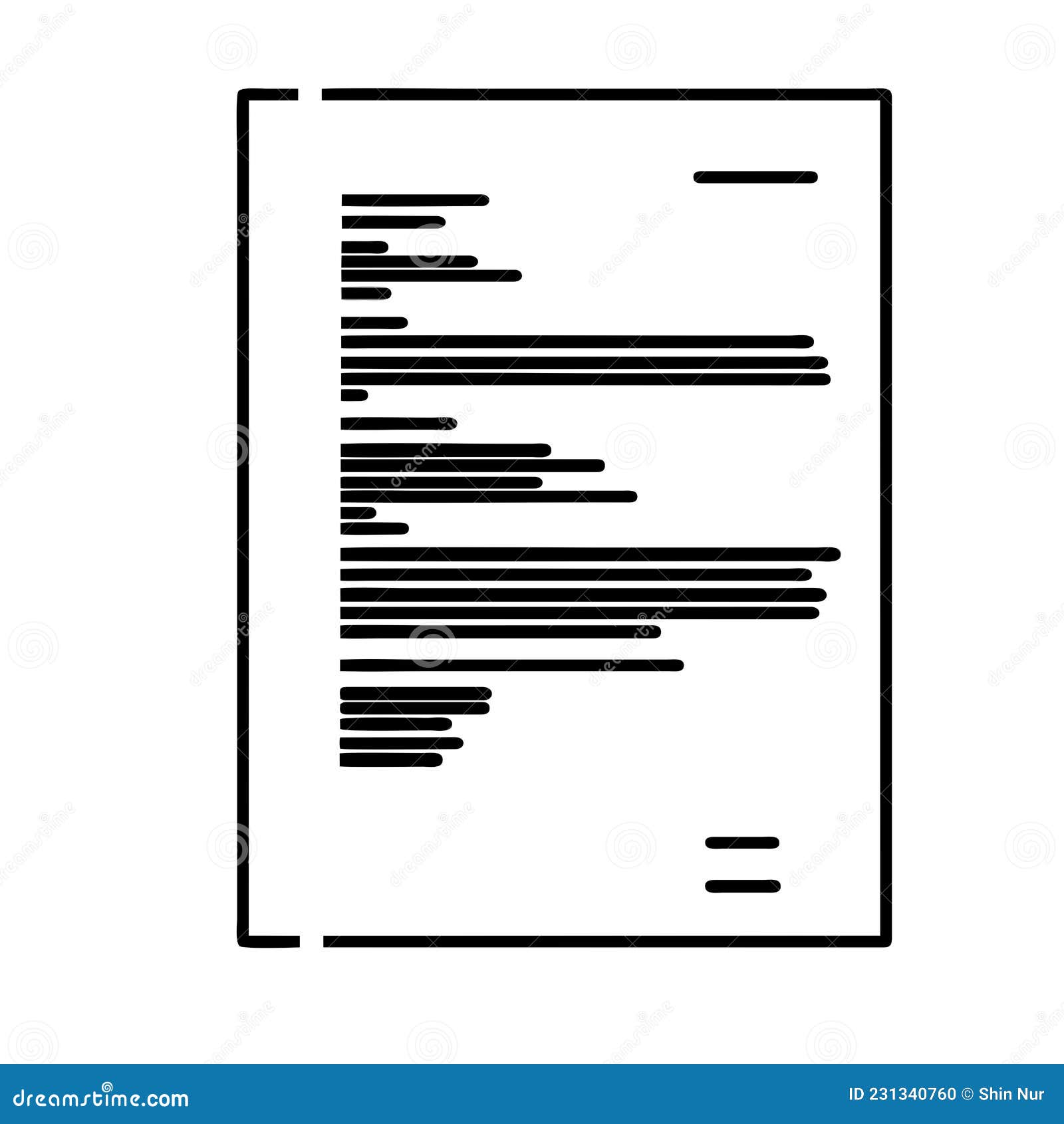 Illustration of a Document Paper in Black and White Stock Vector ...