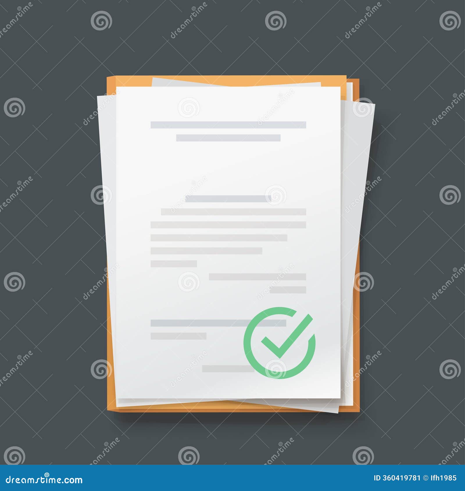 Contract Approved Front View Lying on Dark Stock Illustration ...
