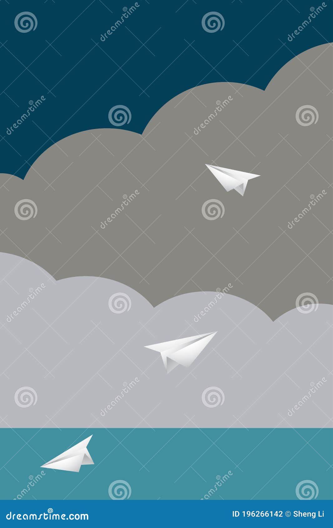 A Illustration of the Paper Planes Flying in the Sky Stock Vector ...