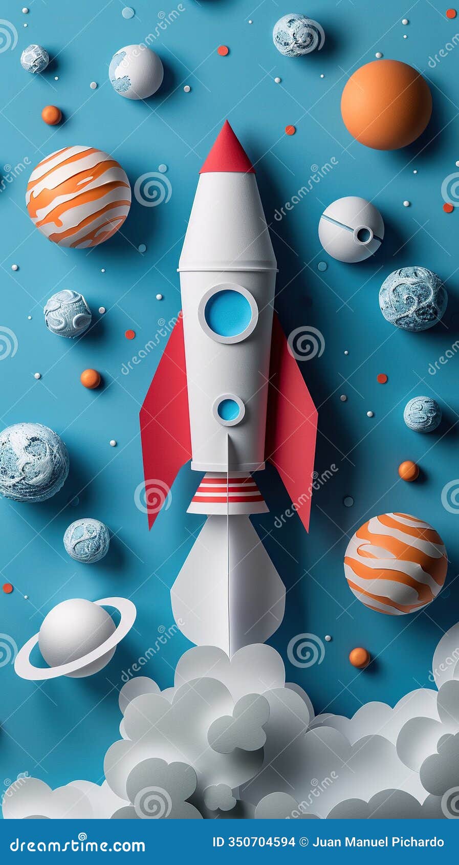 Illustration Paper Rocket in Space Surrounded by Planets Stock Photo ...