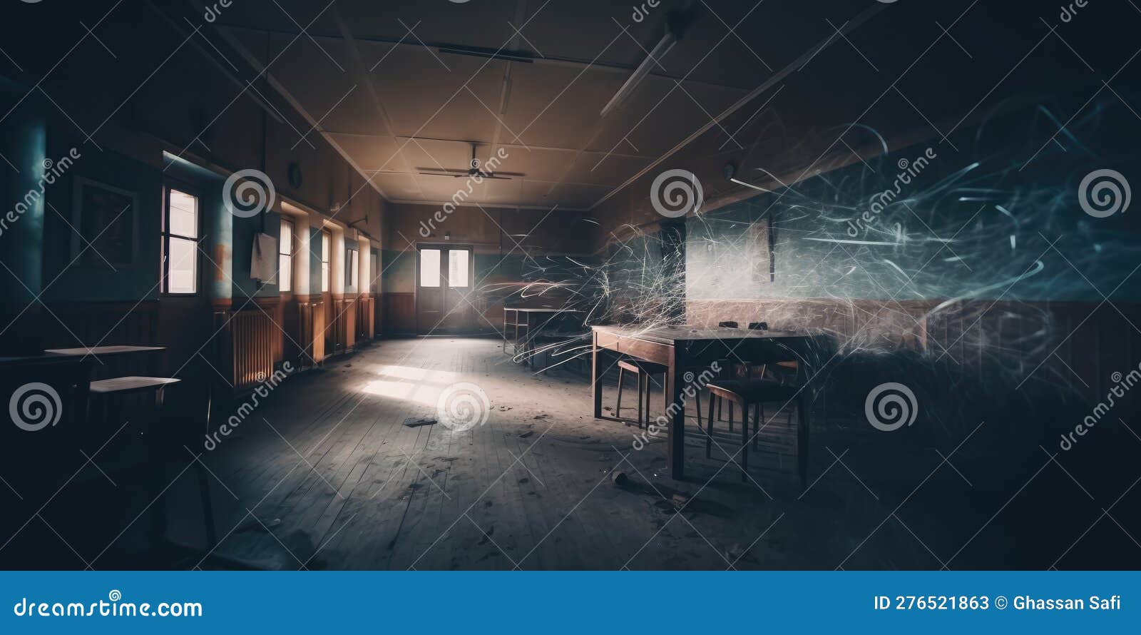Paranormal Activity Inside an Empty School Classroom Stock Image ...