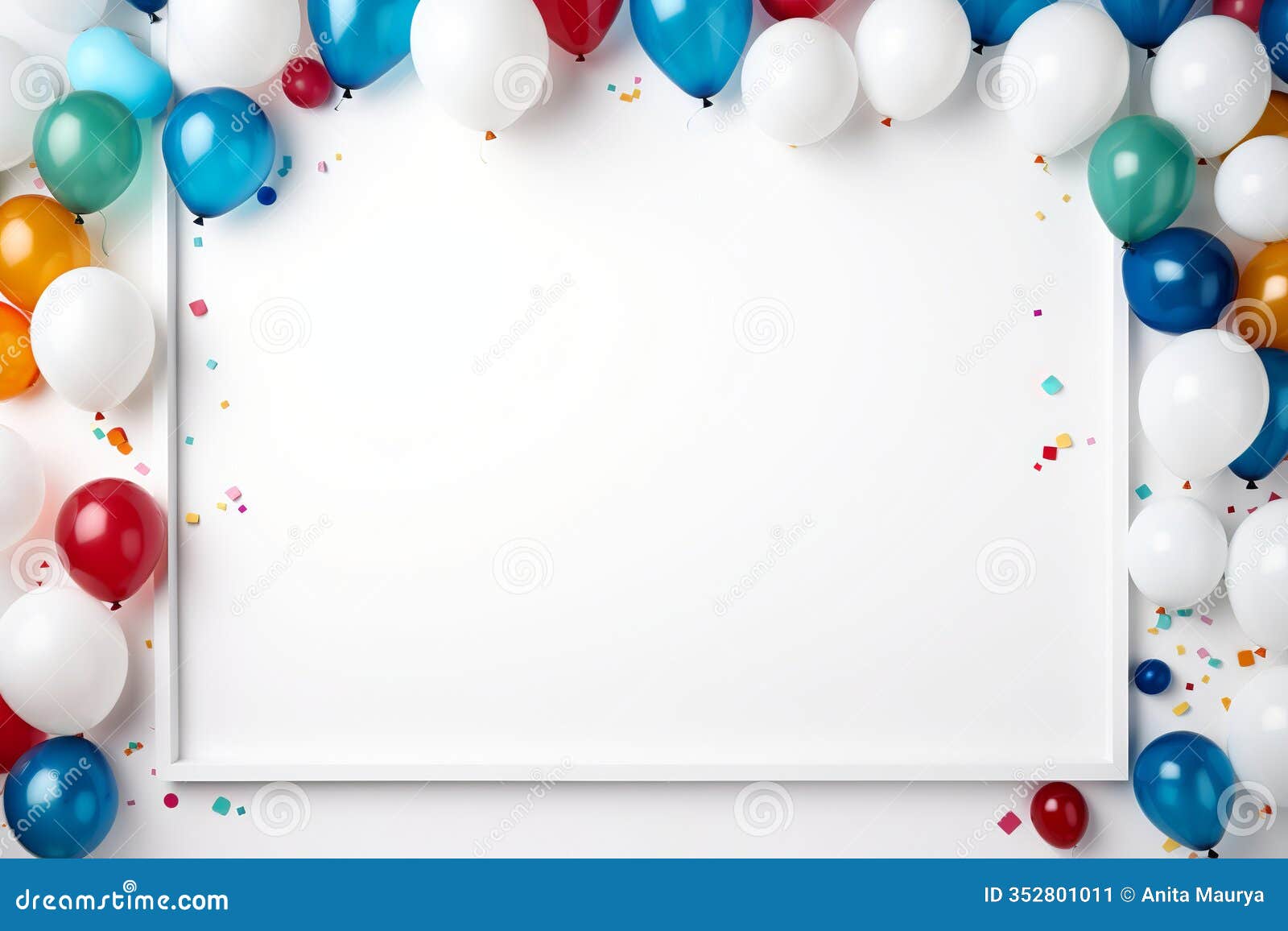 Illustration of Party Frame with Balloons, Generative Ai Stock ...