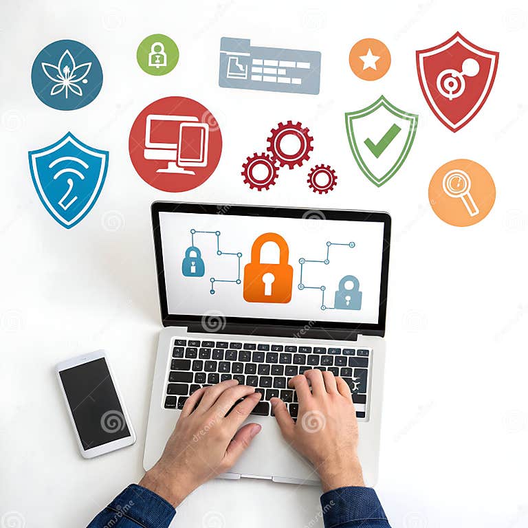 Illustration on Password Security Risks Isolated on White Background ...