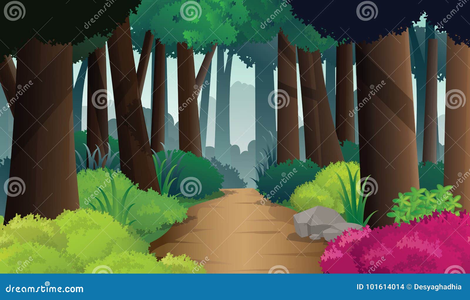Path Way on Dense Forest, Vector Illustration Stock Vector ...