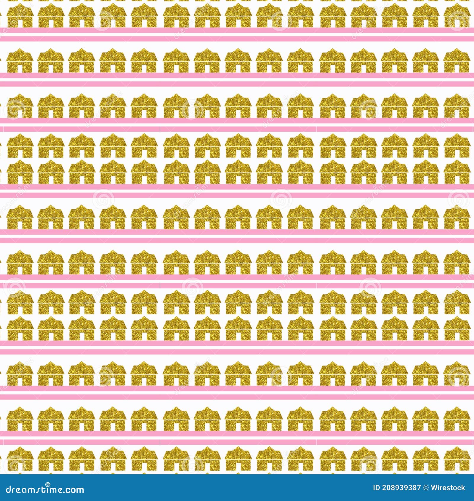 Illustration of a Pattern of Small House Shapes with Pink Stripes ...