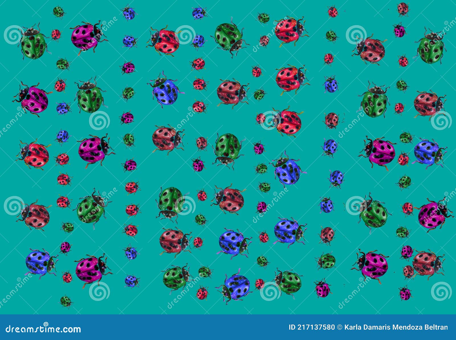 Illustration of Patterns of a Ladybug for Textiles or Cards, Insect ...