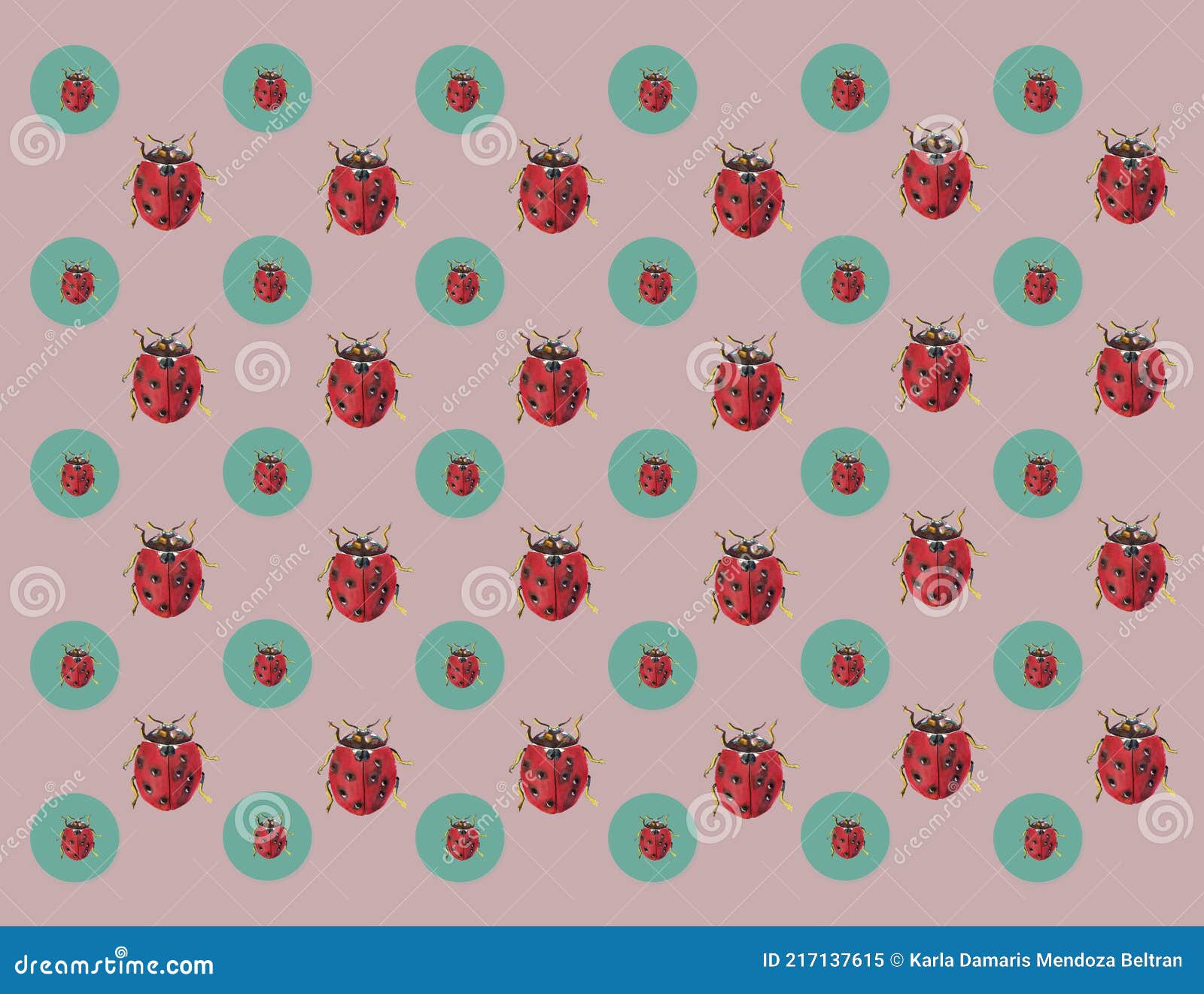 Illustration of Patterns of a Ladybug for Textiles or Cards, Insect ...