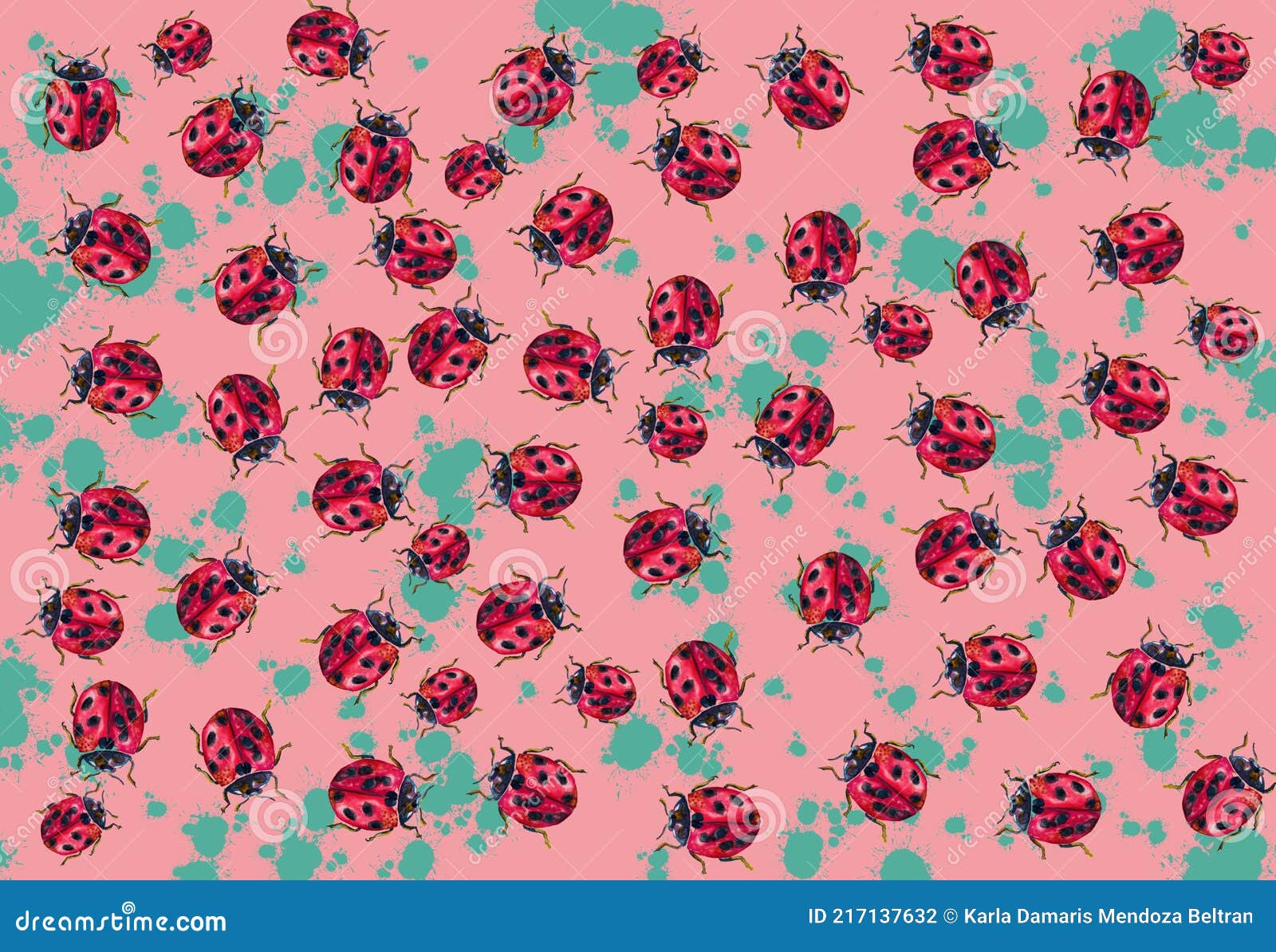 Illustration of Patterns of a Ladybug for Textiles or Cards, Insect ...
