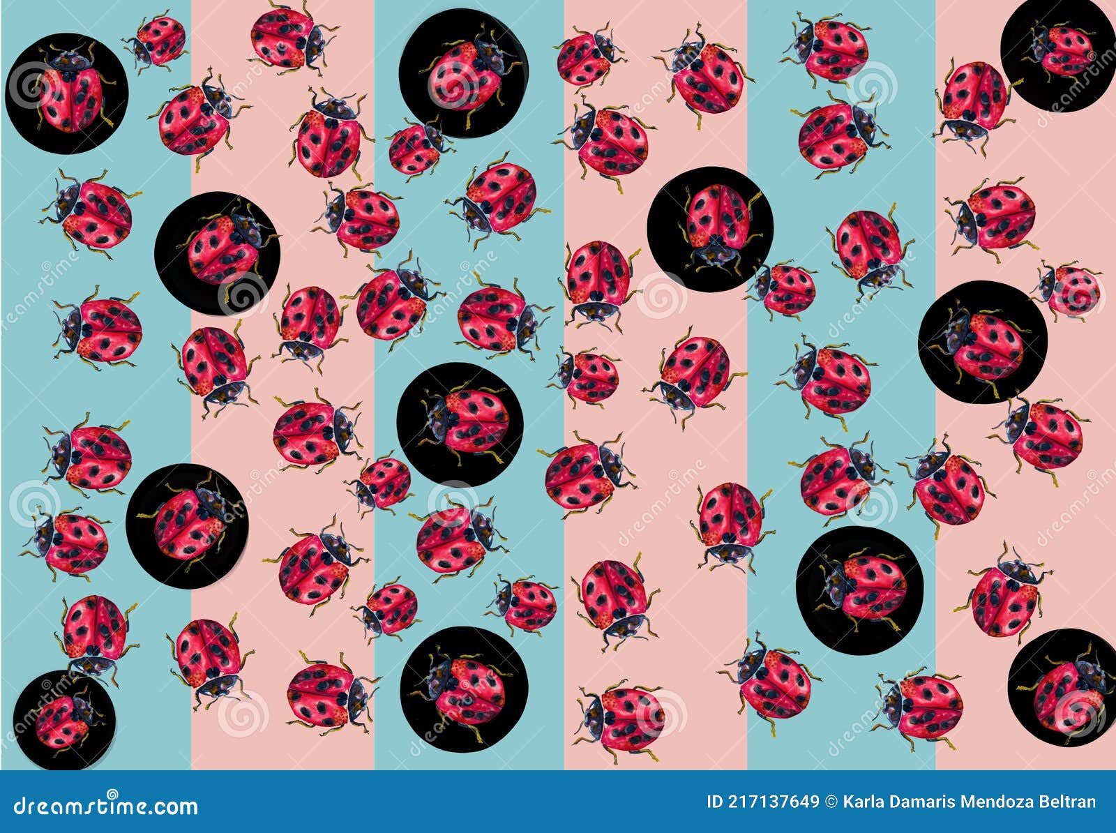 Illustration of Patterns of a Ladybug for Textiles or Cards, Insect ...