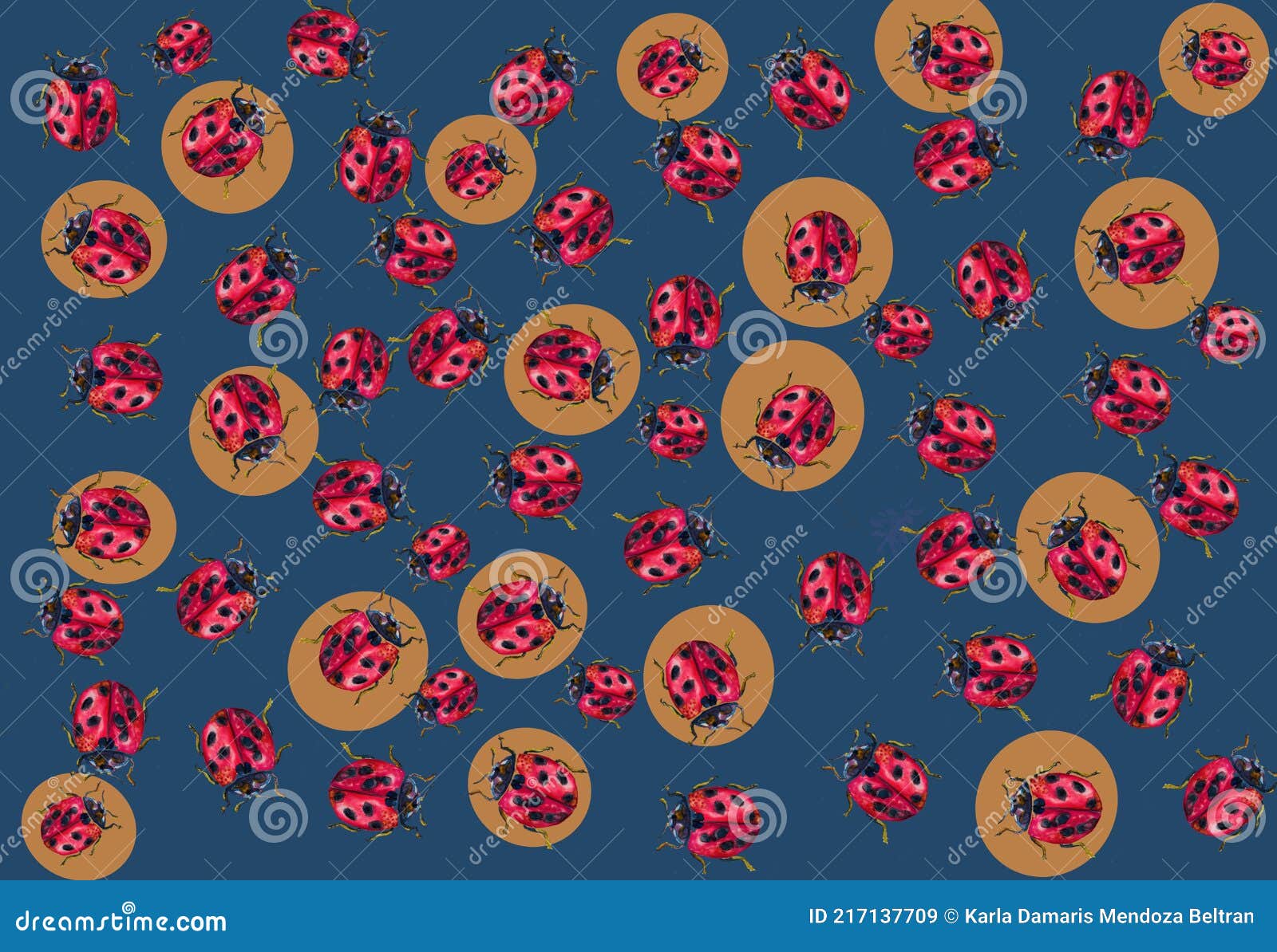 Illustration of Patterns of a Ladybug for Textiles or Cards, Insect ...