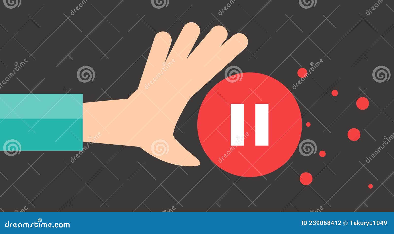 Illustration of a Pause Button and a Man S Hand. Vector. Stock Vector ...