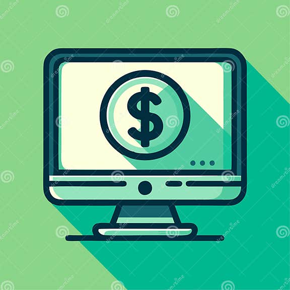 PC with an Icon of a Dollar Stock Illustration - Illustration of ...
