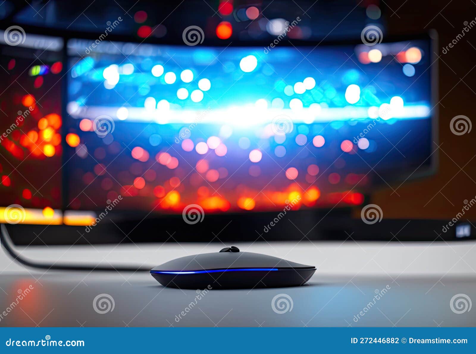 Illustration with a PC Mouse in the Foreground and a Sci-fi Background ...