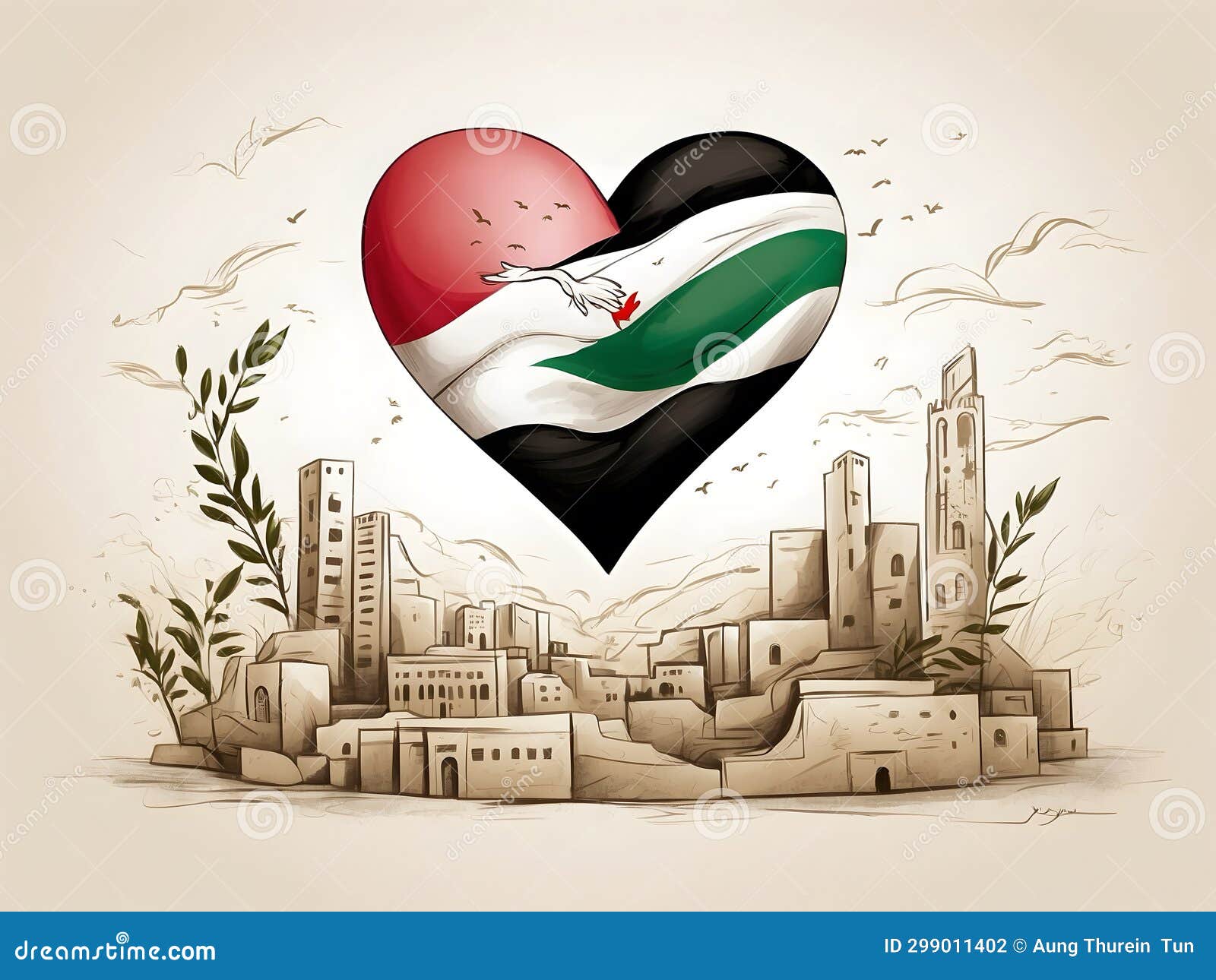 An Illustration of Peace in Palestine Stock Illustration - Illustration ...
