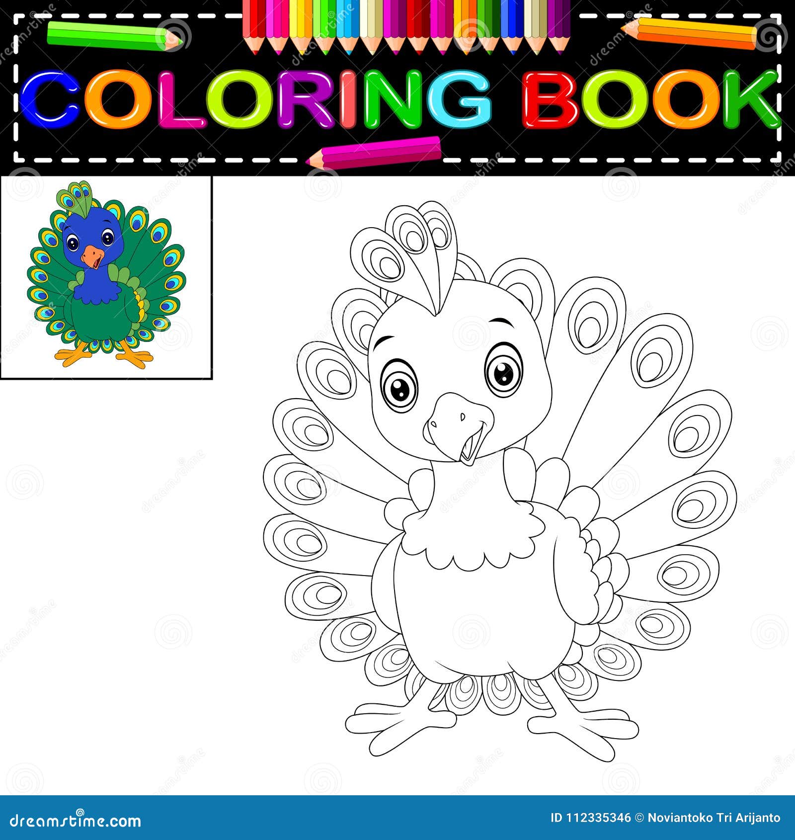 Peacock Coloring Book Page. Antistress Coloring Pages For Adults Vector ...