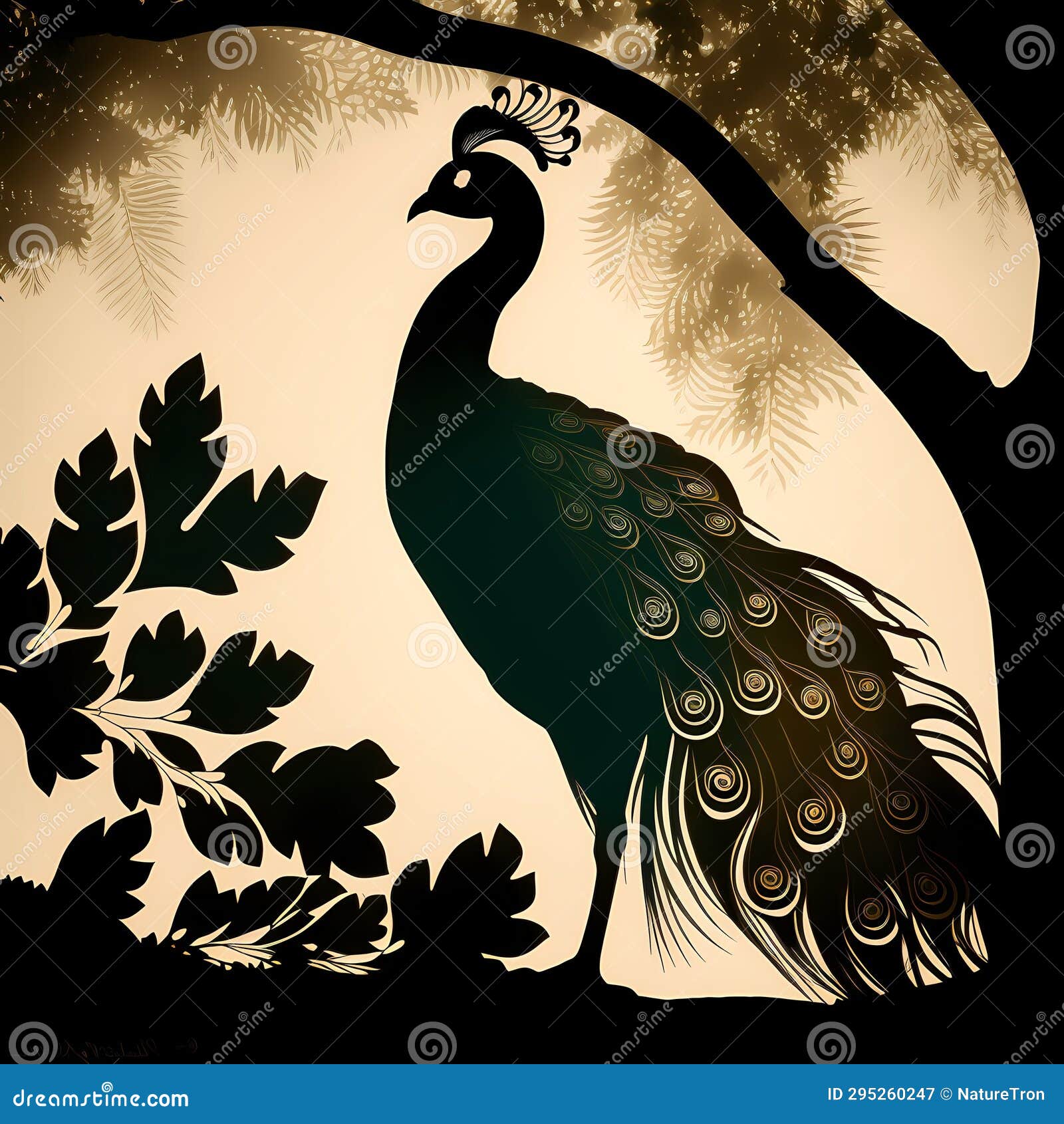 Illustration of a Peacock in the Night Peacock in the Sunset Peacock in ...