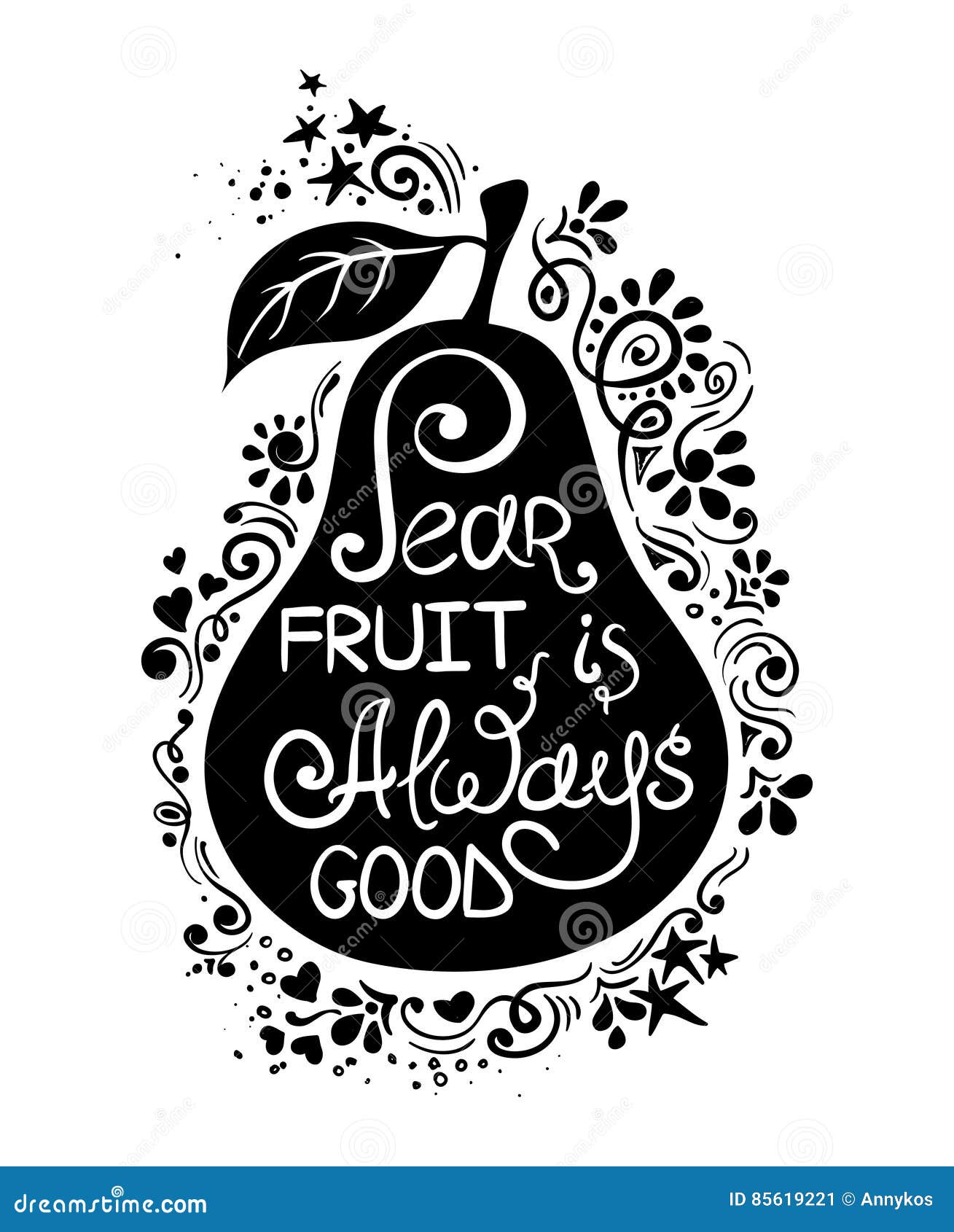 Illustration of Pear and Hand Drawn Lettering. Stock Vector ...