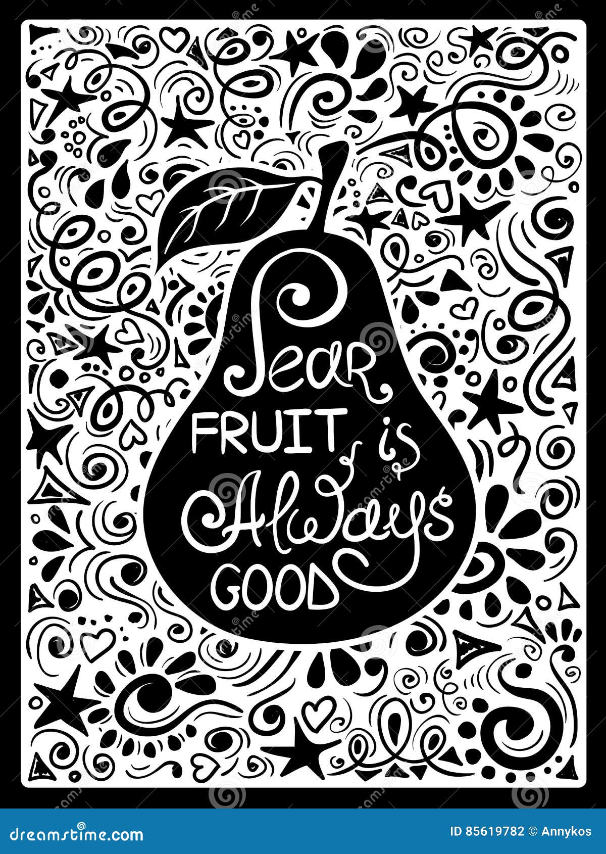 Illustration of Pear and Hand Drawn Lettering. Stock Vector ...