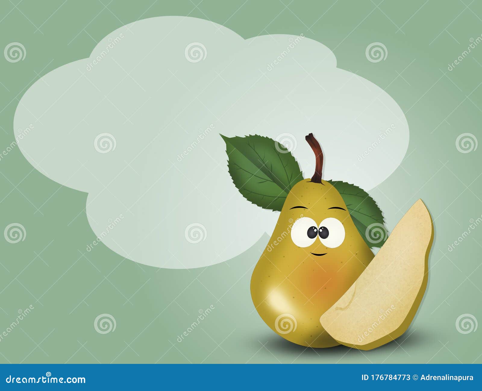 Illustration of Pear Label with Funny Face Stock Illustration ...