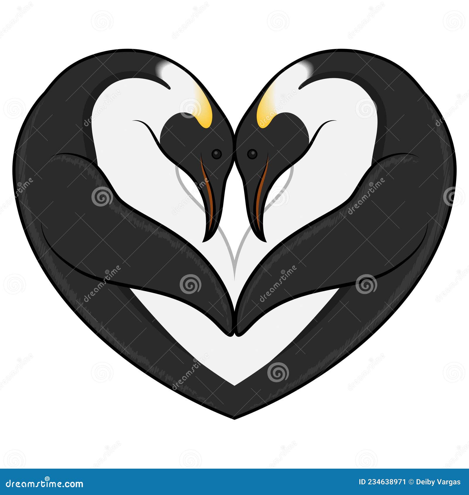 Illustration of Penguins in a Heart Shape Stock Vector - Illustration ...