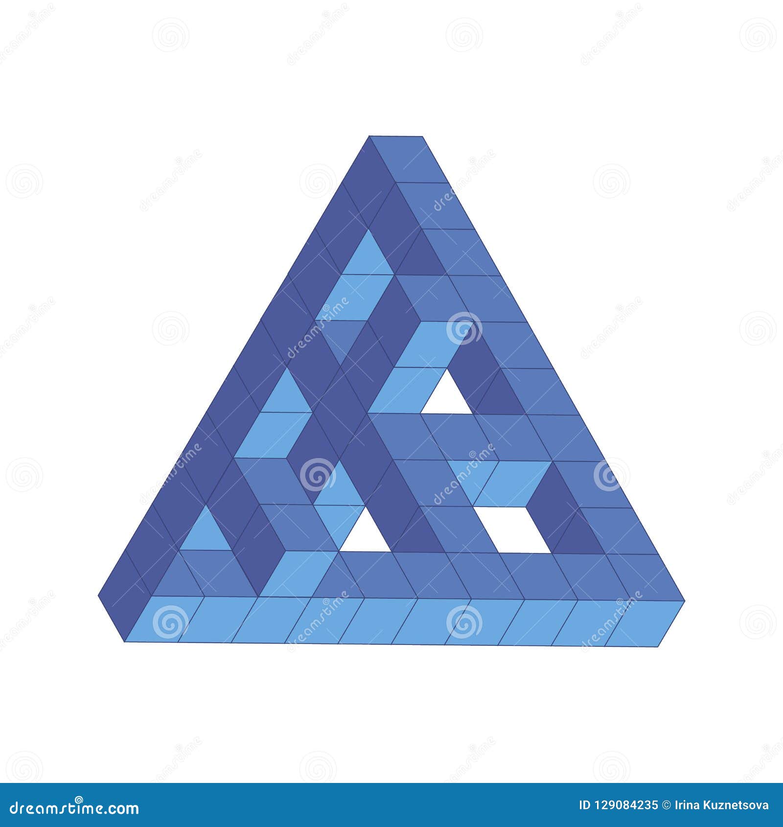 Illustration of the Penrose Triangle, Blue Cube Stock Illustration ...