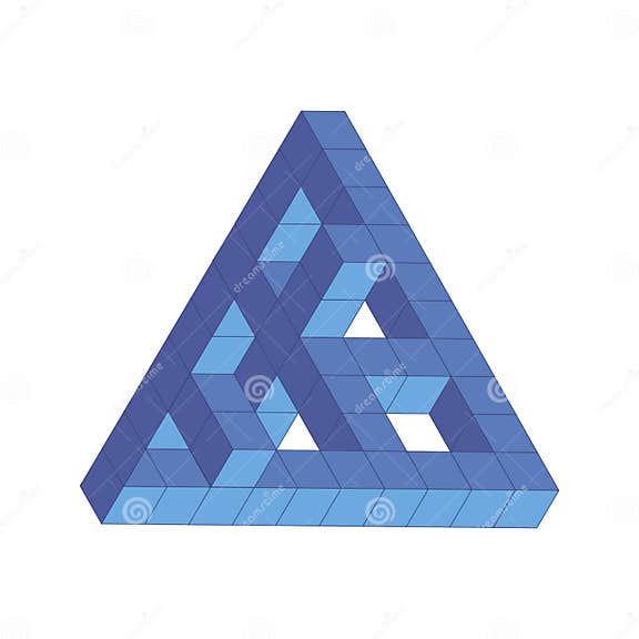 Illustration of the Penrose Triangle, Blue Cube Stock Illustration ...