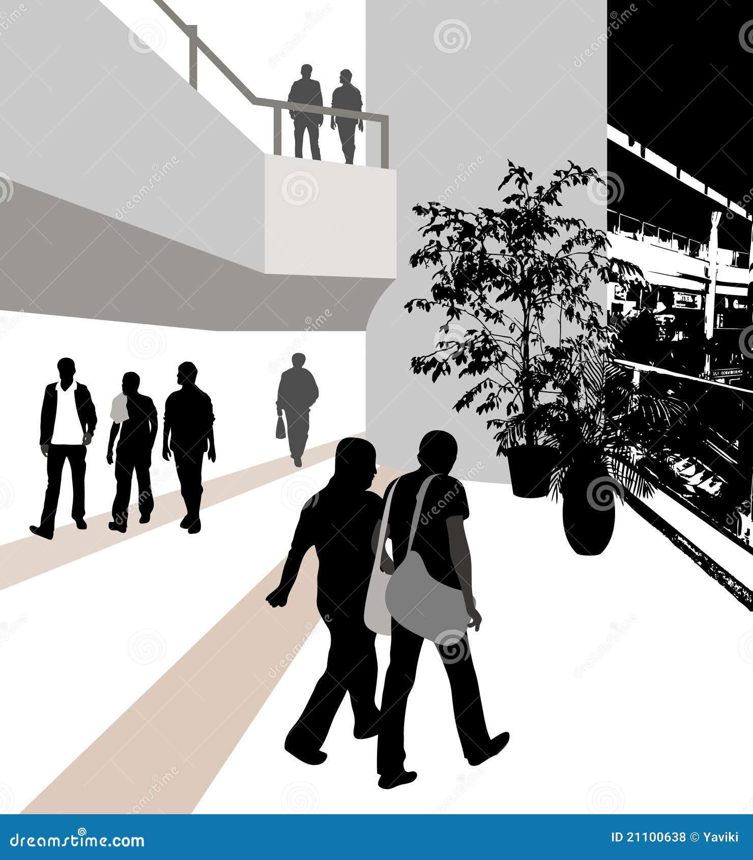 The Illustration of the People in the Building Stock Vector ...