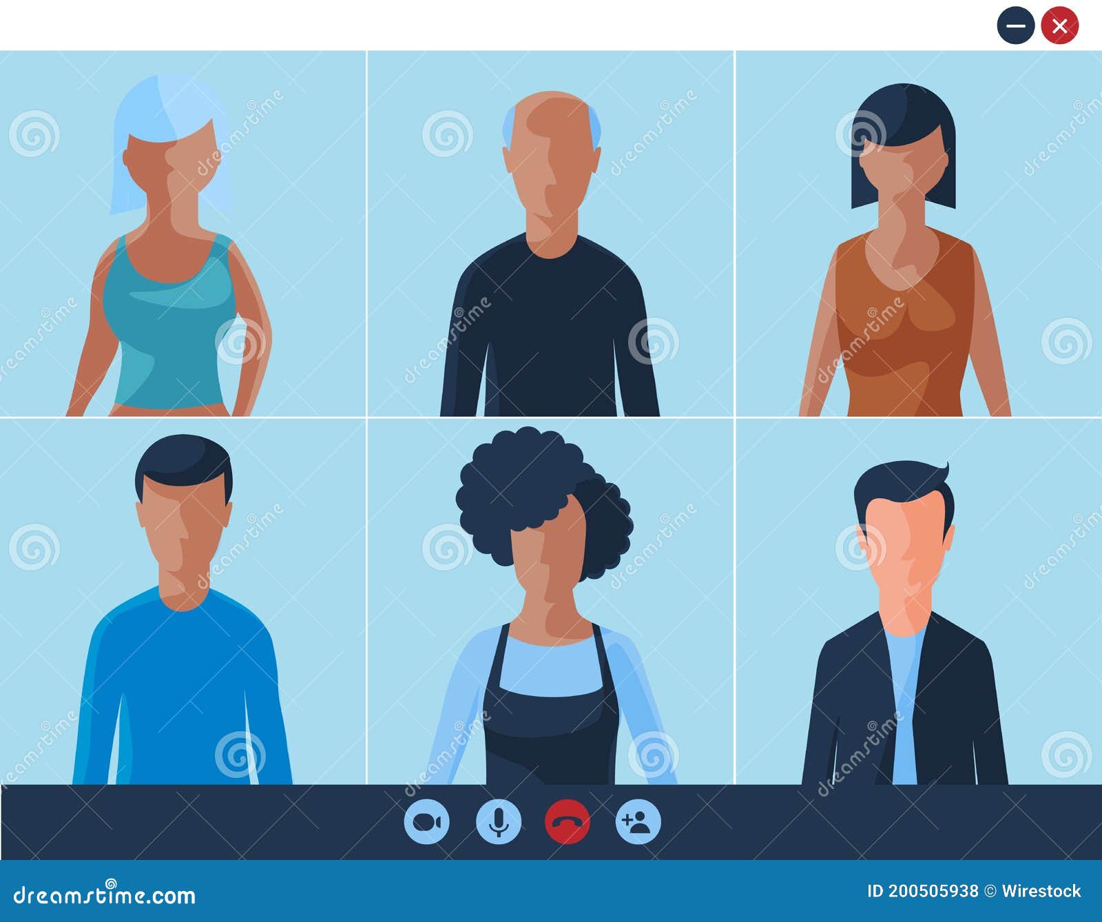 Illustration of 6 People on a Call Stock Illustration - Illustration of ...