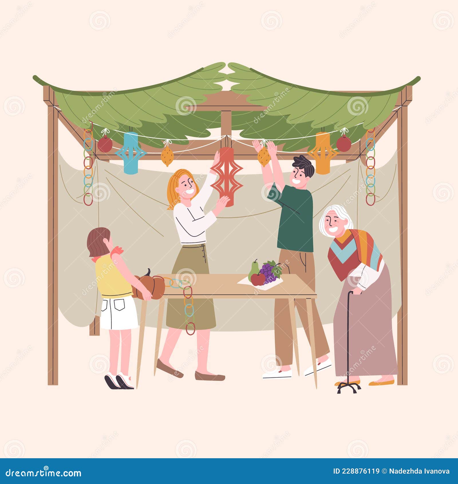 Illustration of People Celebrating Sukkot Vector Illustration. Stock ...
