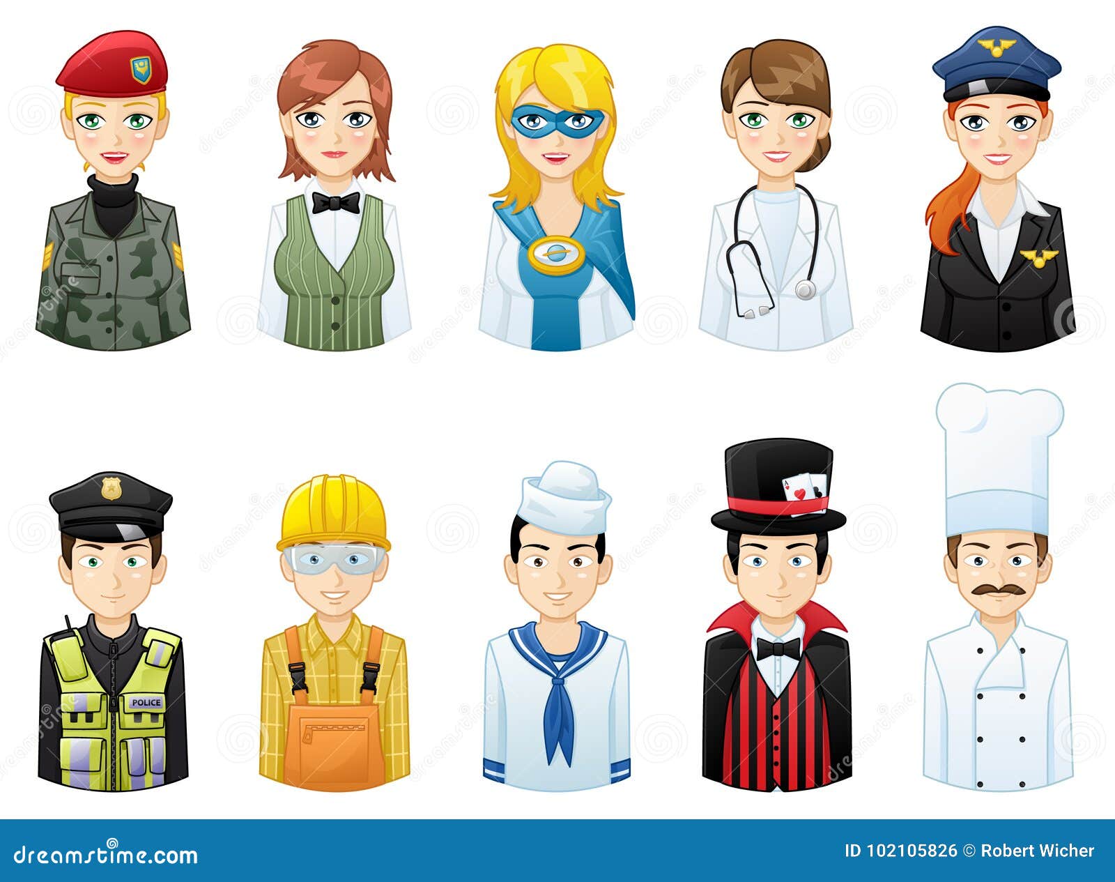 Various Professions Avatars Set Vector Illustration | CartoonDealer.com ...