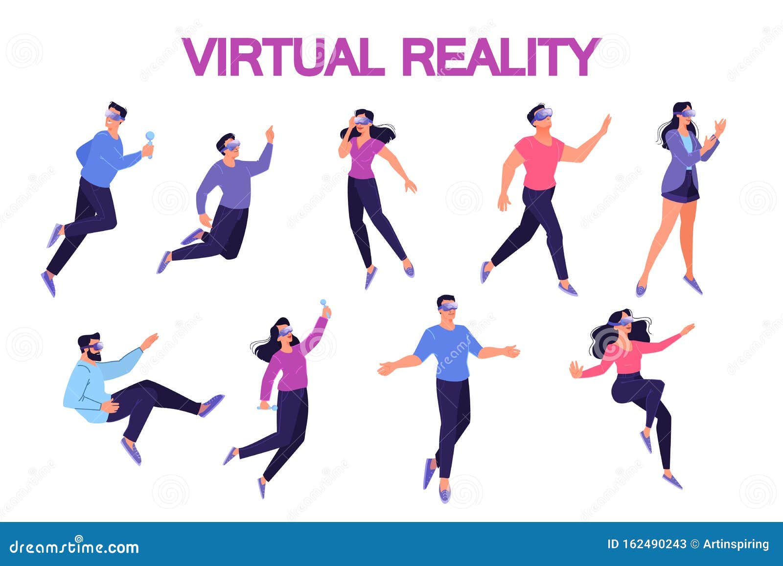 Illustration of People with Glasses of Vr. Stock Vector - Illustration ...