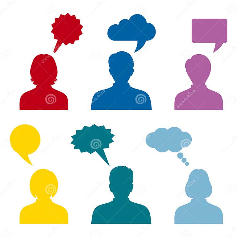 People Icons with Colorful Dialog Speech Budes on White Background ... People Icons with Colorful Dialog Speech Budes on White Background ...