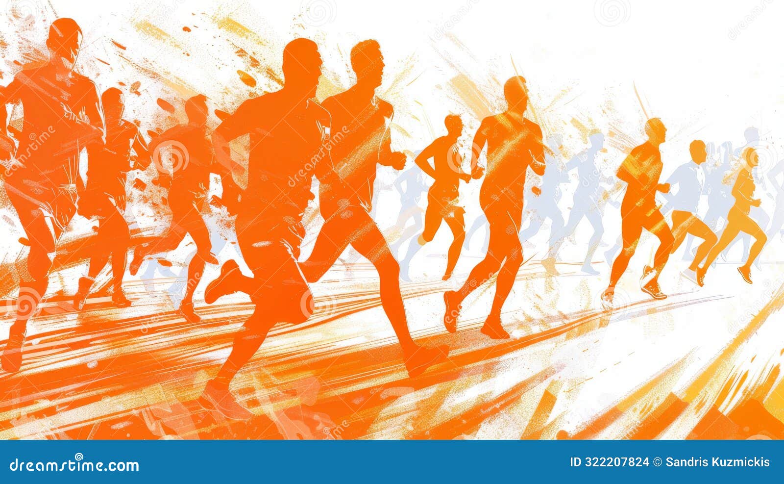 Illustration of People Running in Marathon. Generative AI. Stock ...