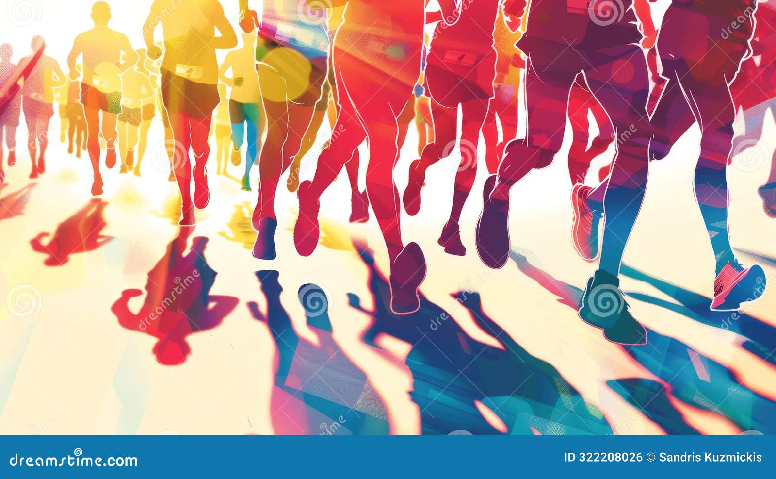 Illustration of People Running in Marathon. Generative AI. Stock ...