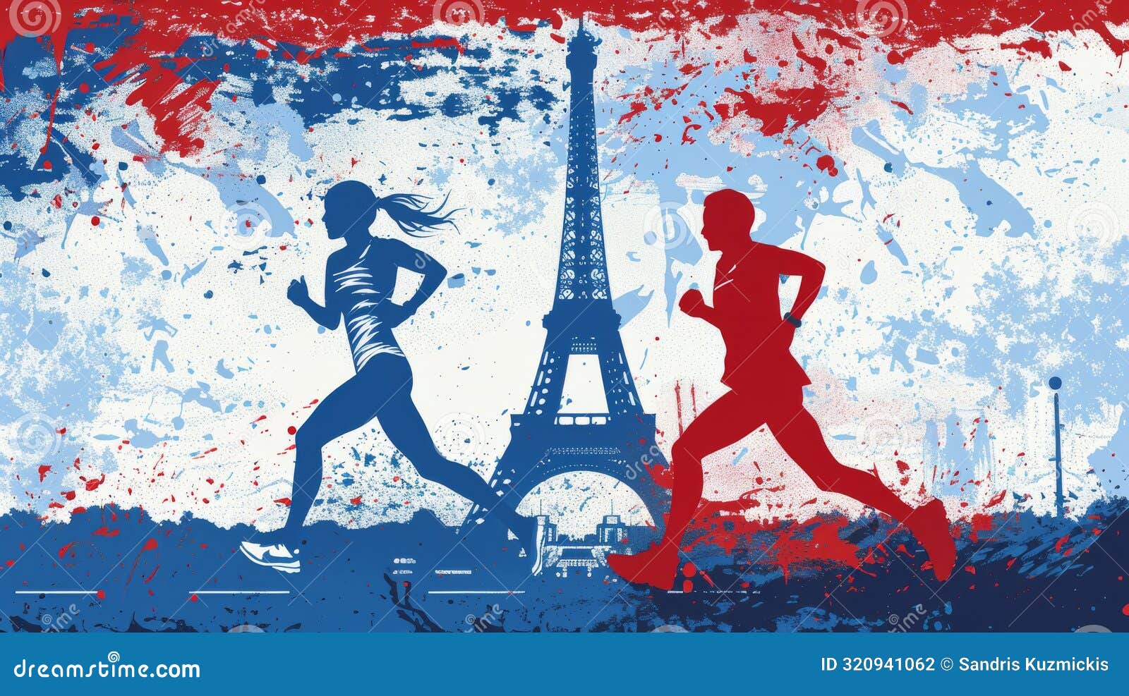 Illustration of People Running in the Paris Marathon. Generative AI ...