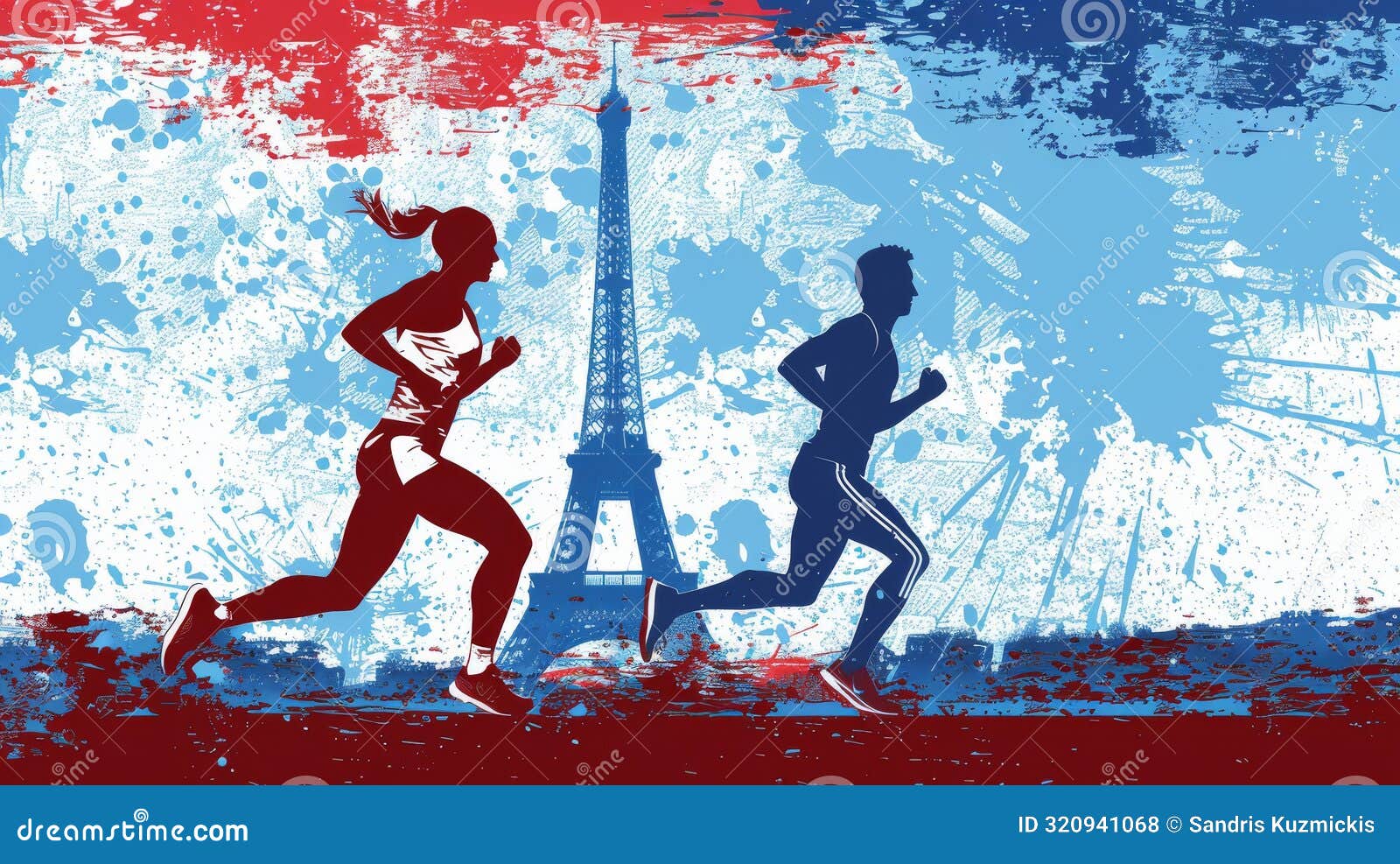Illustration of People Running in the Paris Marathon. Generative AI ...